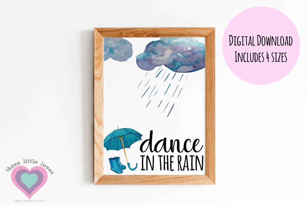 Dance in the Rain Printable Art, Nursery Wall Art, Kids Wall Decor ...