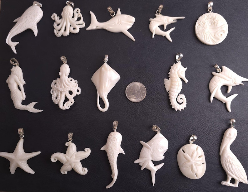 Natural Bone Pendants - Nautical / Tribal - Cow Bone - Hand Carved ...