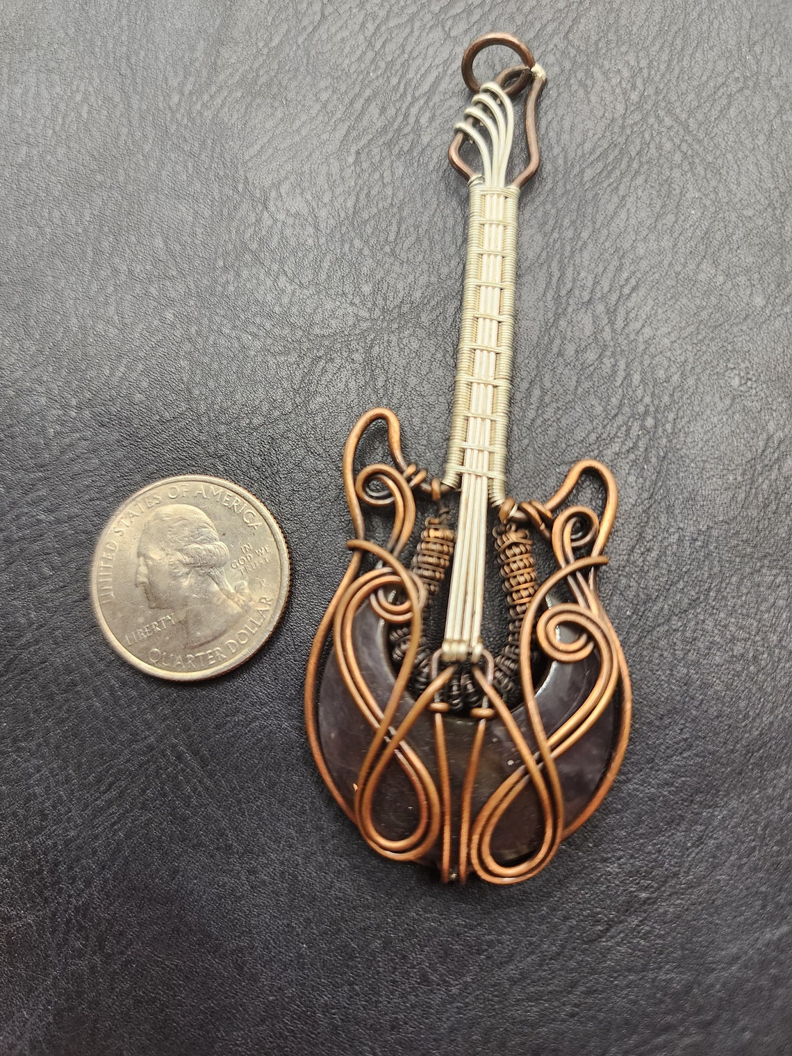 Wire Wrapped Guitar With Moss Purple Agate Stone - SG10 - Etsy