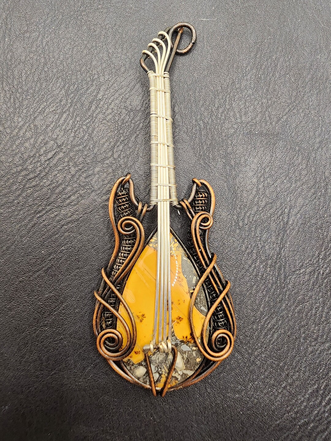 Wire Wrapped Guitar With Bumble Bee Jasper Stone SG2 - Etsy