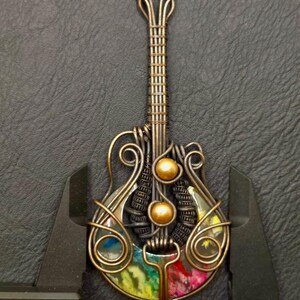 Wire Wrapped Guitar With Dyed Multicolor Agate Stone - SG25 - Etsy