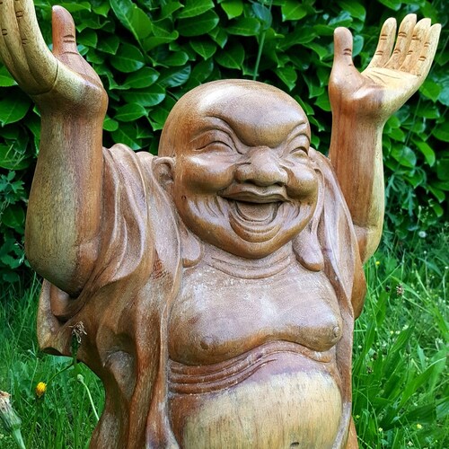 Stone Garden Large Laying Happy Buddha Statue Ornament - Etsy