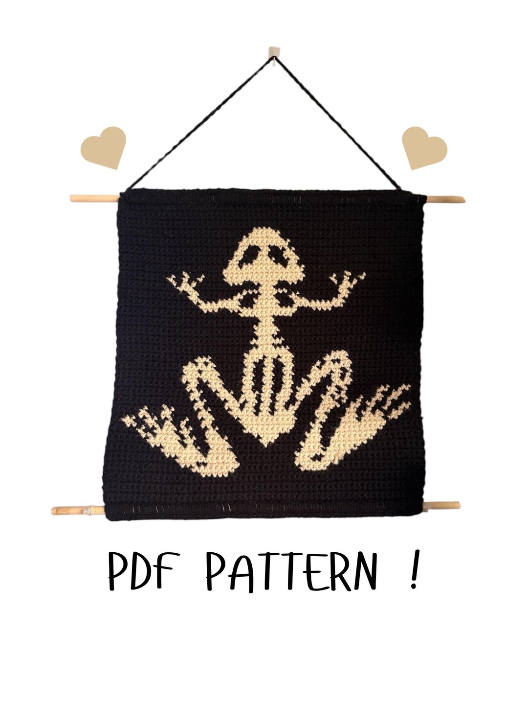 Crochet Frog Skeleton Tapestry Pattern, Gothic Wall Hanging Graph (PDF ...