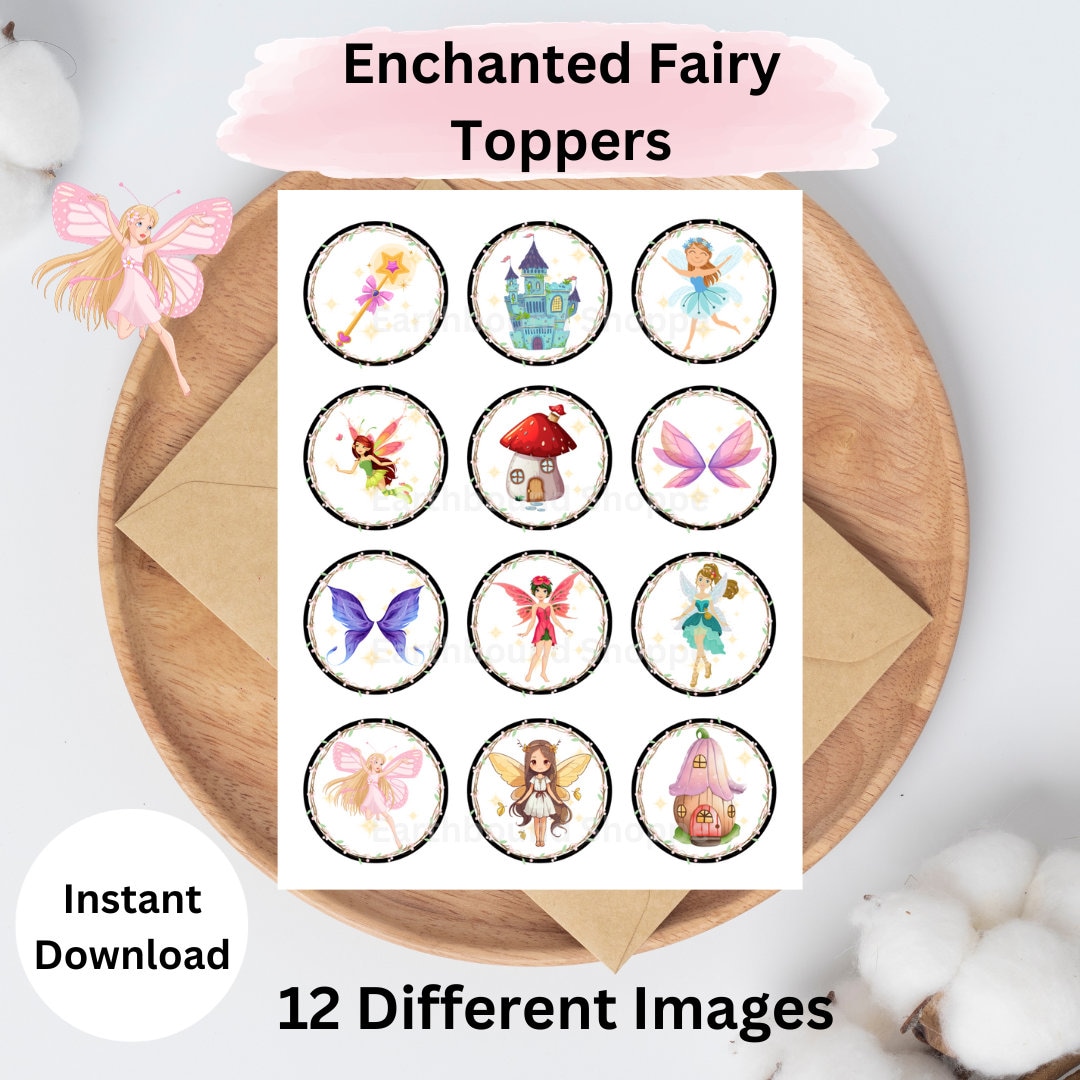 Enchanted Fairy Cupcake Toppers, 12 Printable Toppers, Instant Download ...