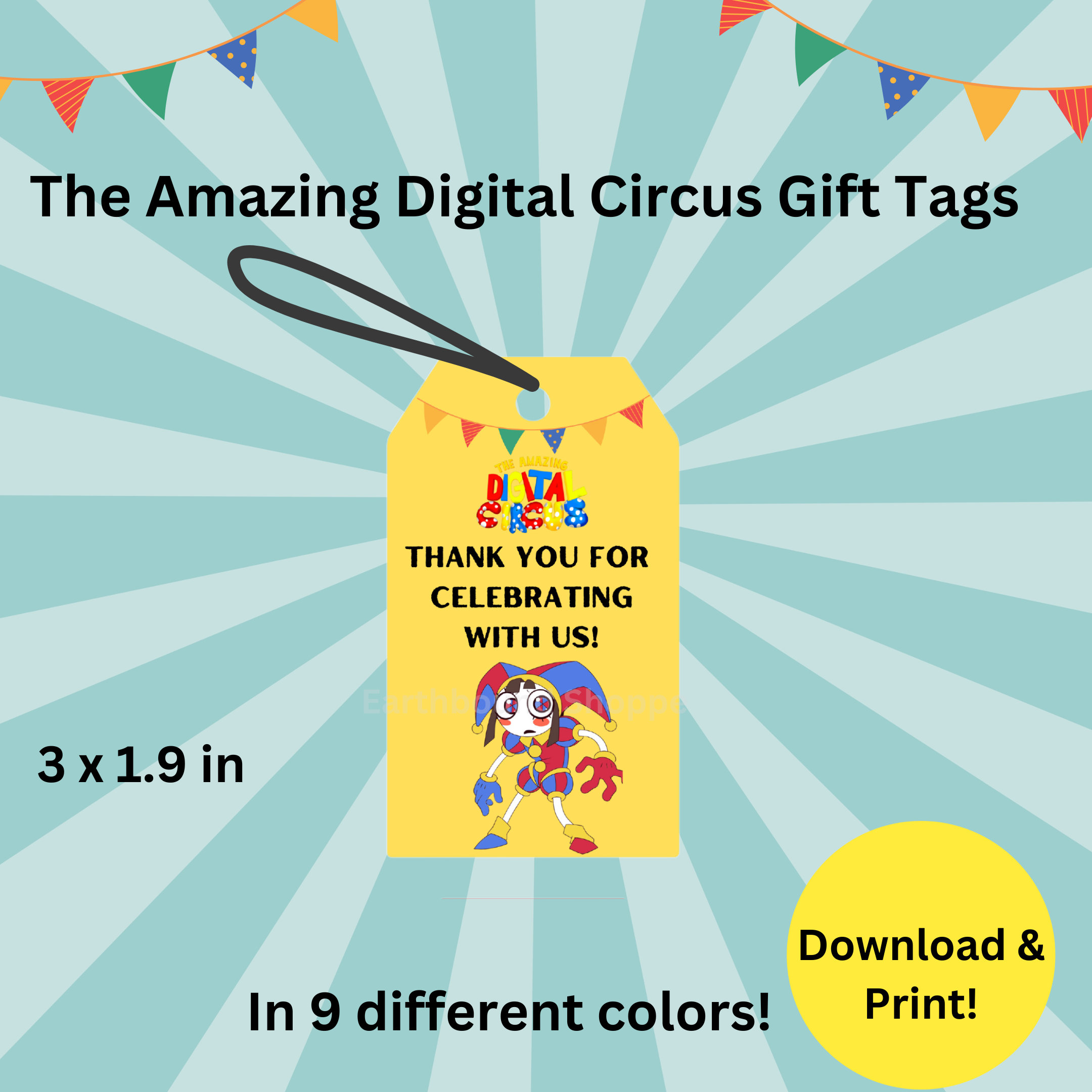 The Amazing Digital Circus Printable Gift Tags, Birthday Party Decor ...