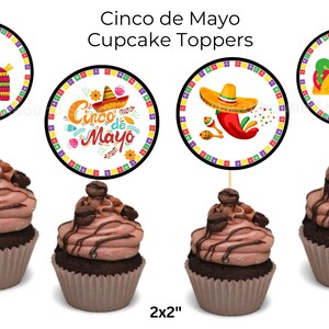Cinco De Mayo Printable Cupcake Toppers, Instant Download, Cinco De ...