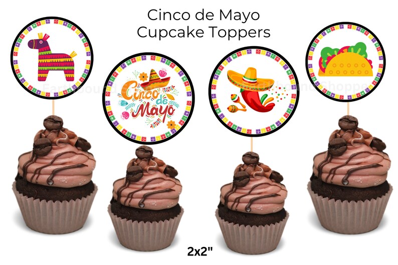 Cinco De Mayo Printable Cupcake Toppers, Instant Download, Cinco De ...