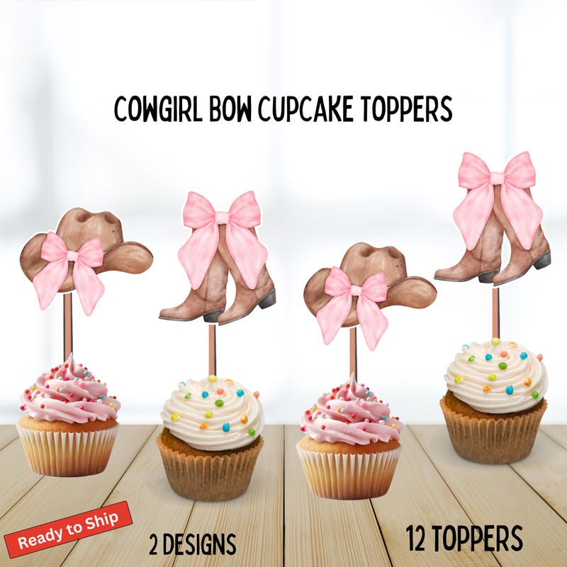Bow Cupcake Toppers - Etsy