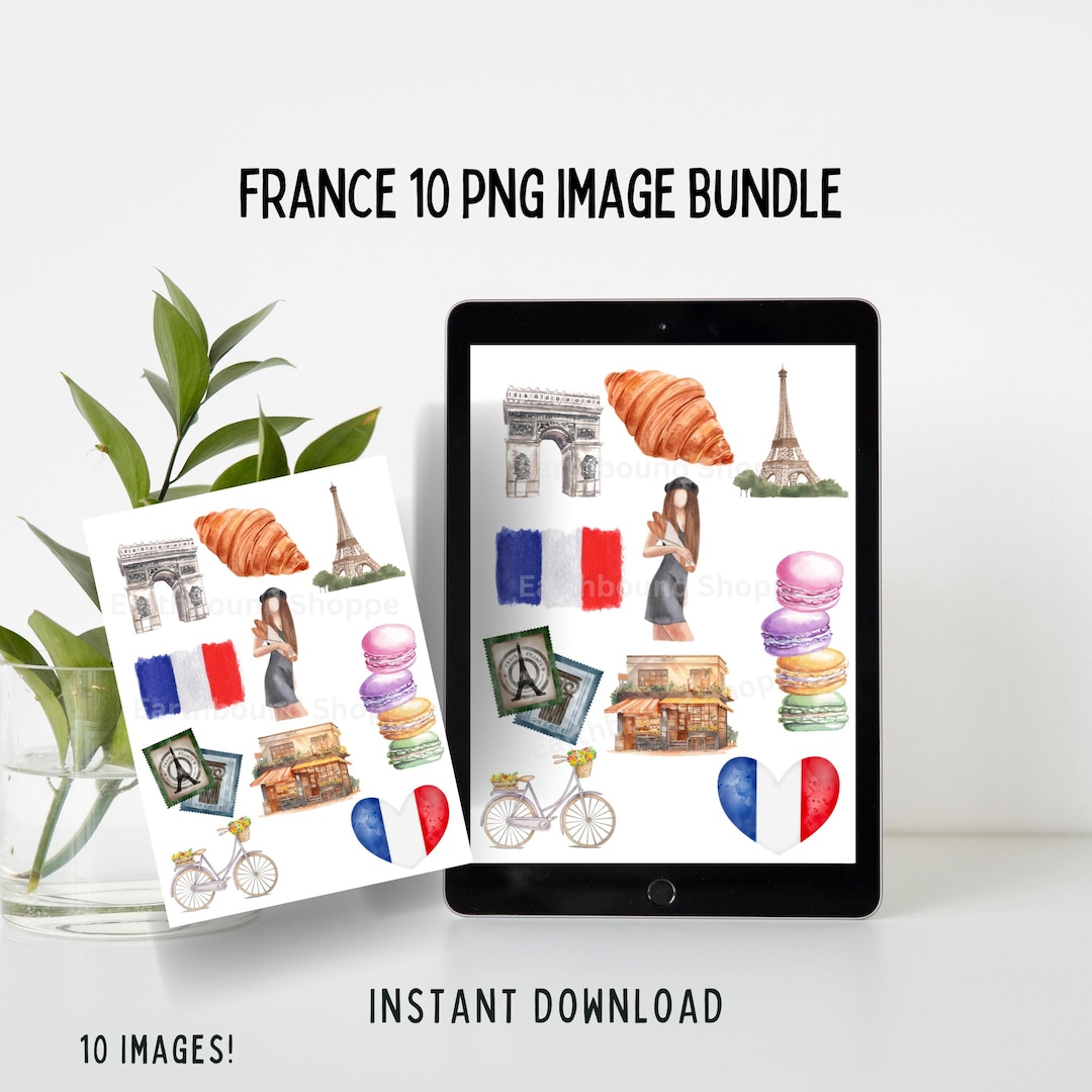 France PNG Image Bundle, 10 Images, Cricut Sublimation, Printout ...