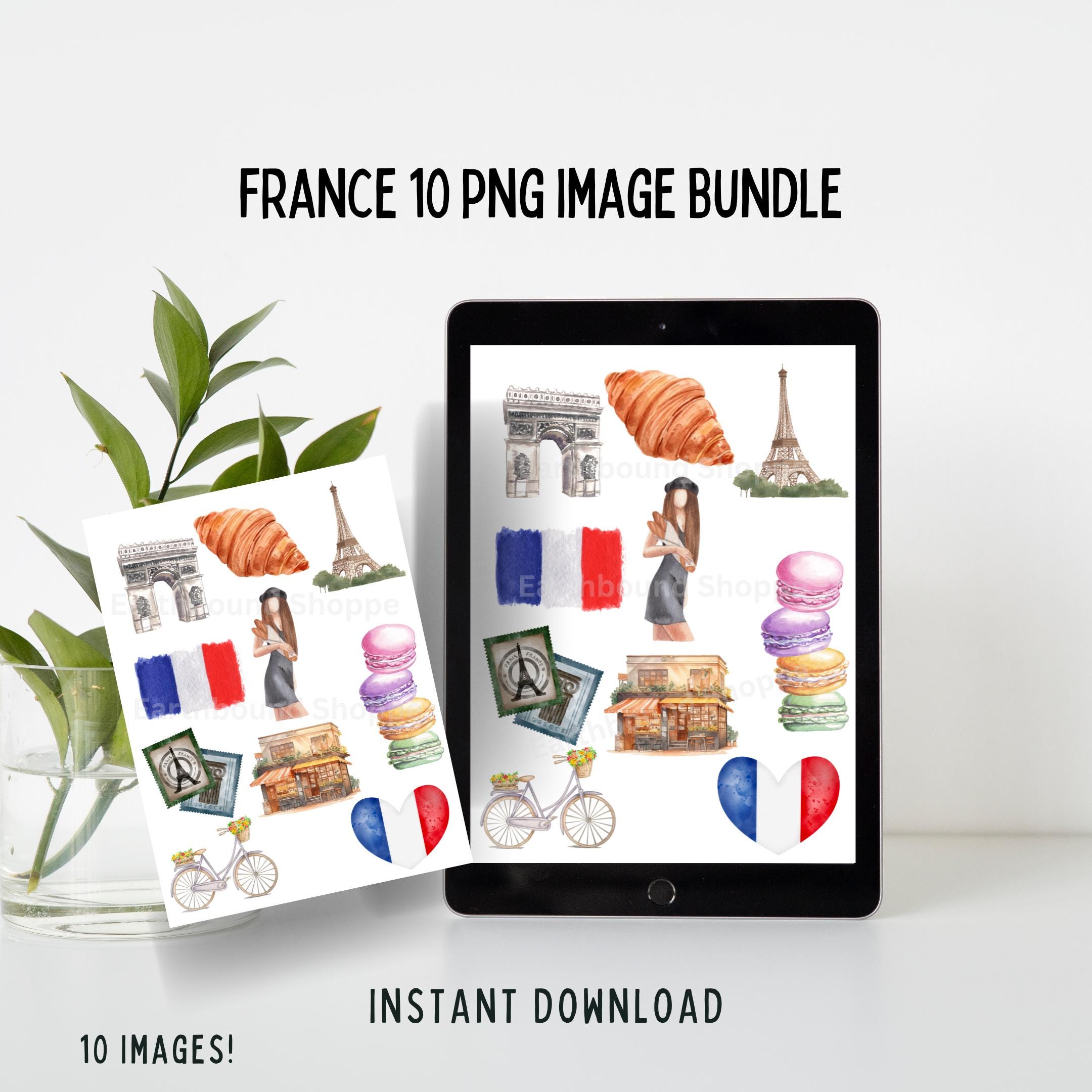 France PNG Image Bundle, 10 Images, Cricut Sublimation, Printout ...
