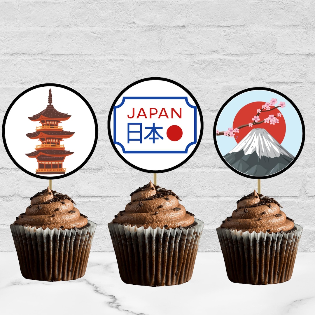 Japan Digital Cupcake Toppers, Download, Japanese Party Decorations ...