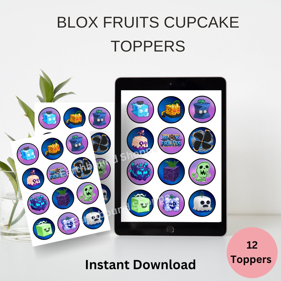 Roblox Blox Fruits Digital Printable Cupcake Toppers, etiquetas ...