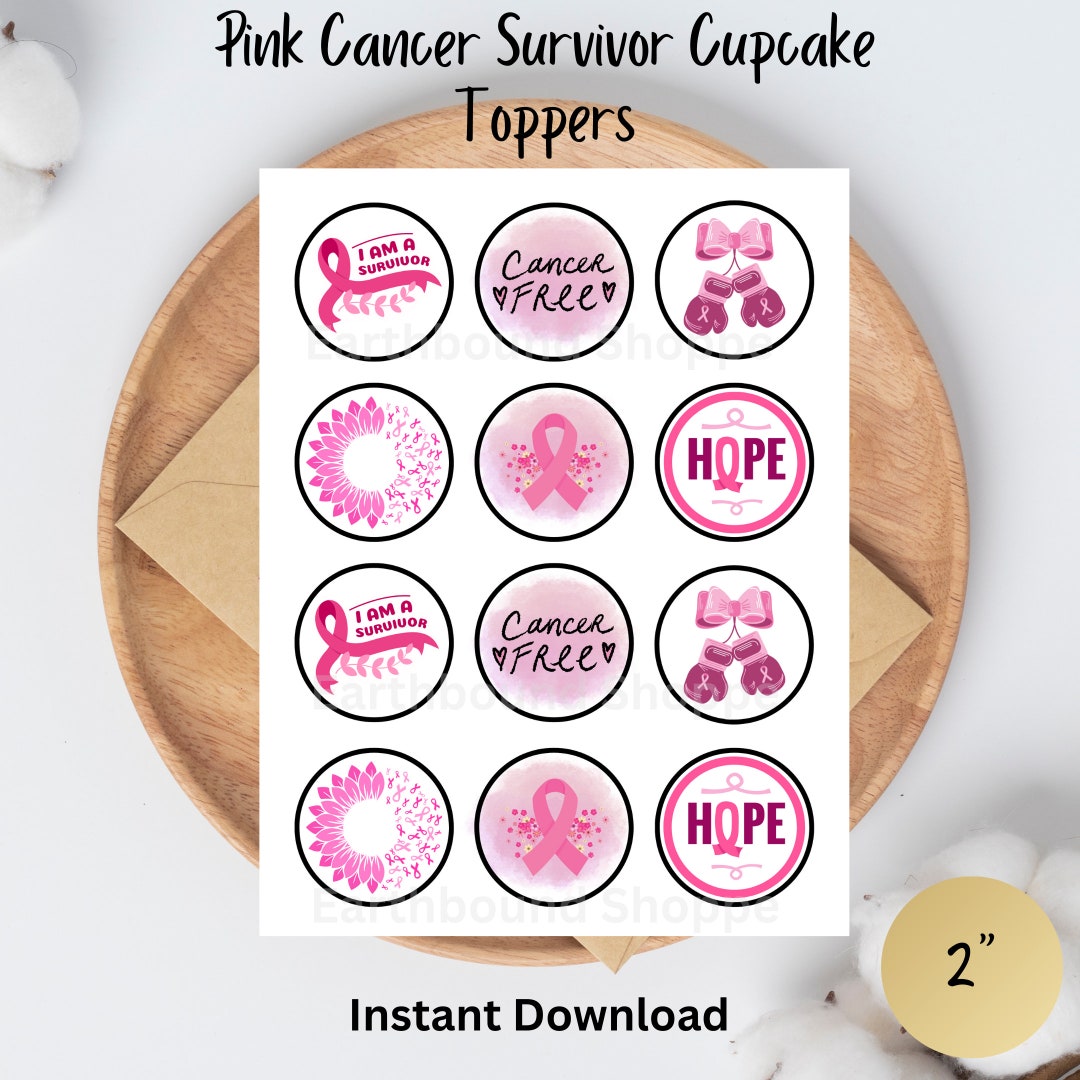 Cancer Survivor Women's Printable Cupcake Toppers, Instant Download ...