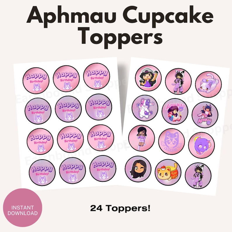 Aphmau imprimible Cupcake Toppers, toppers de descarga instantánea ...
