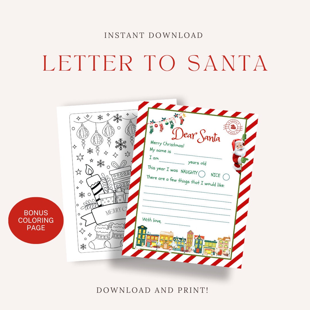 Letter to Santa PRINTABLE / Kids Letter to Santa Santa Letter - Etsy Israel