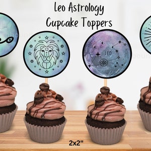 Leo Zodiac Sign Printable Cupcake Toppers Set of 12 Constellation ...
