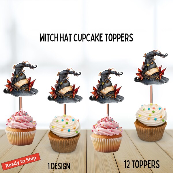 Witches Hat Cupcake Toppers - Etsy