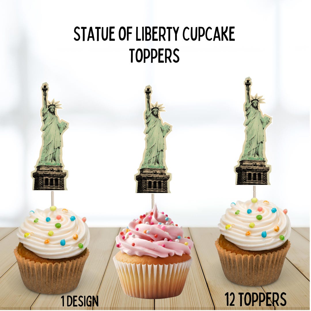 Statue of Liberty Cupcake Toppers, Vintage Toppers, Travel Theme ...