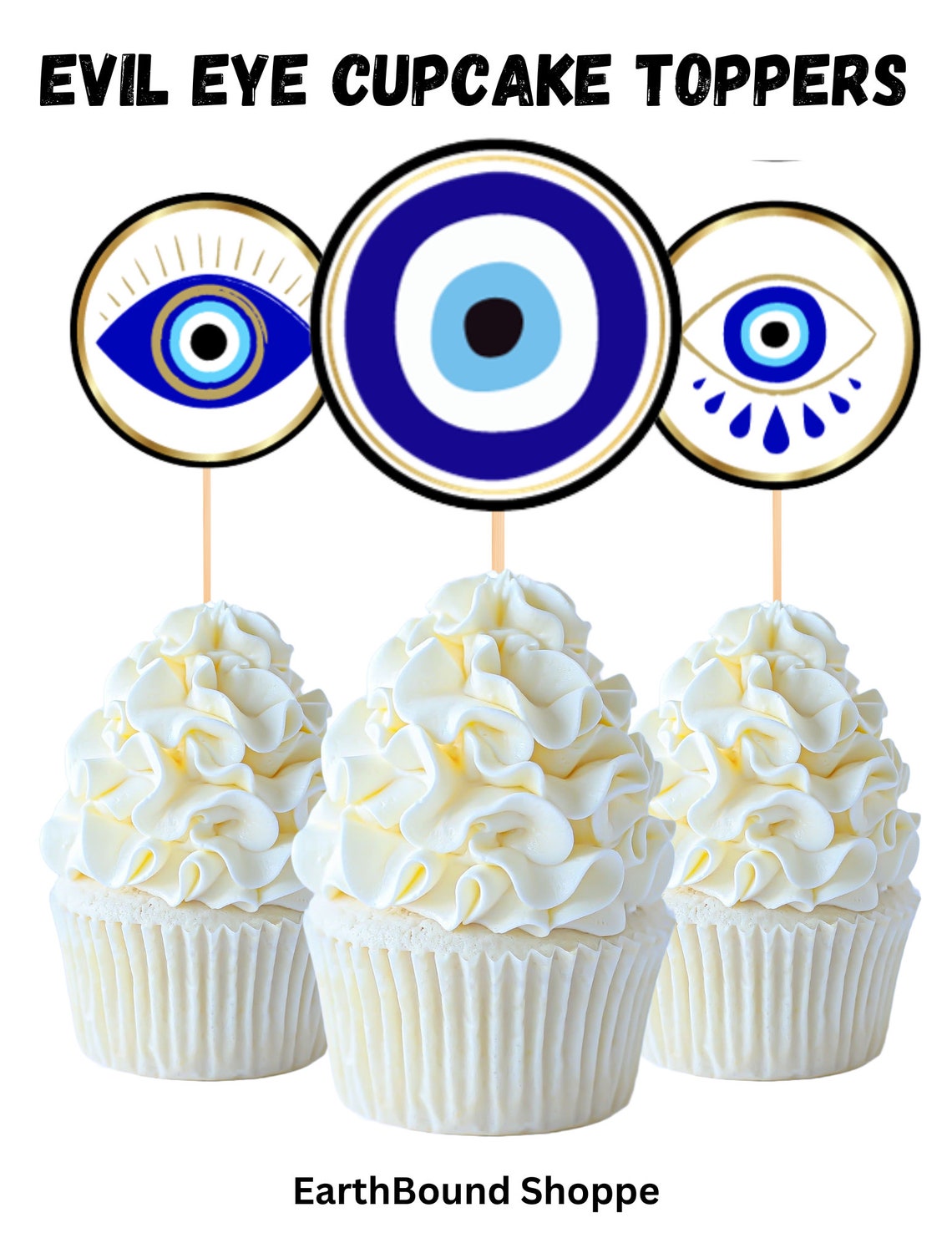 Evil Eye Printable Cupcake Toppers, Third Eye Evil Eye Toppers, Digital ...