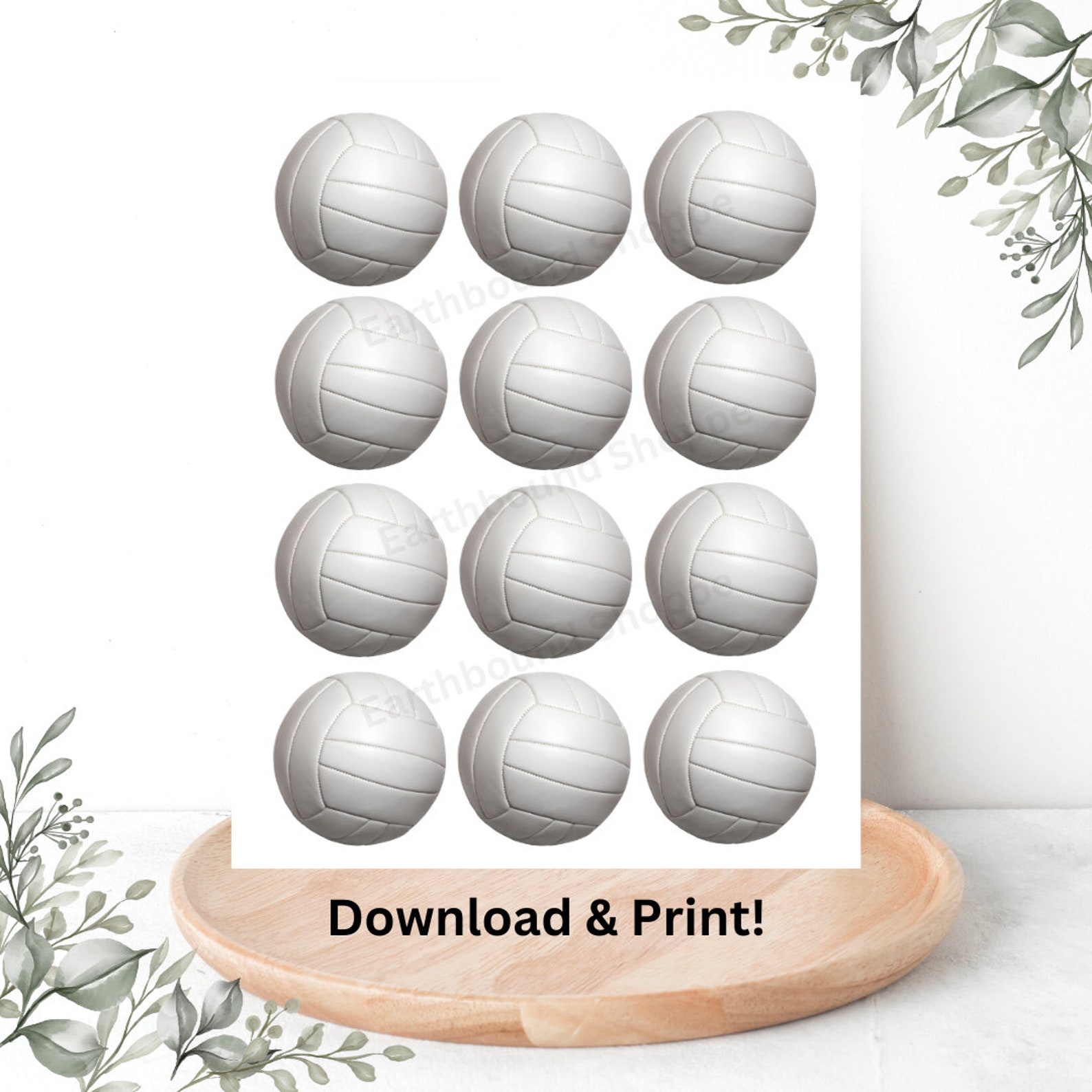Volleyball Printable Cupcake Toppers Sports Theme Birthday Party DIY ...