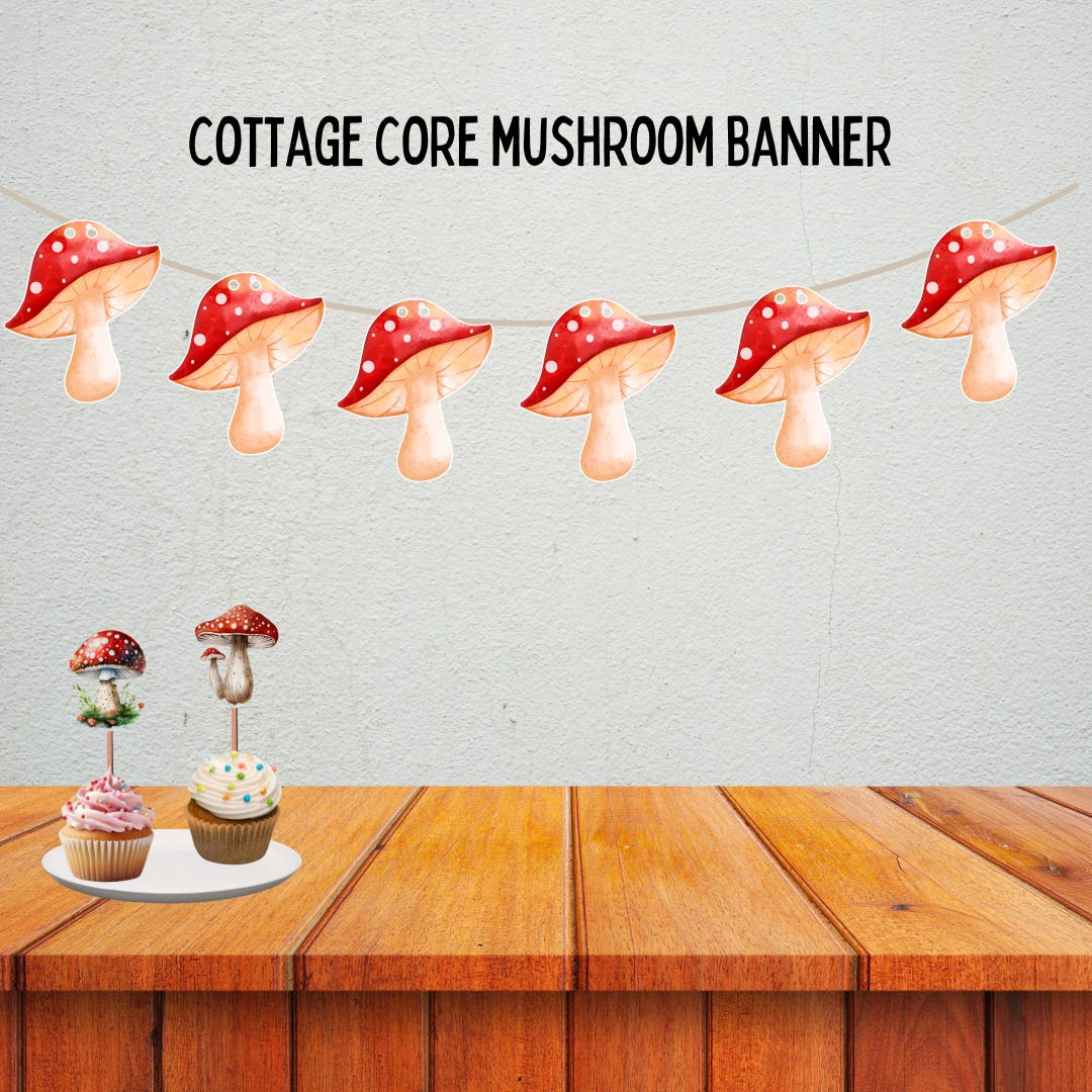 Mushroom Banner, Garland, Toadstool Banner, Mushroom Theme Party ...