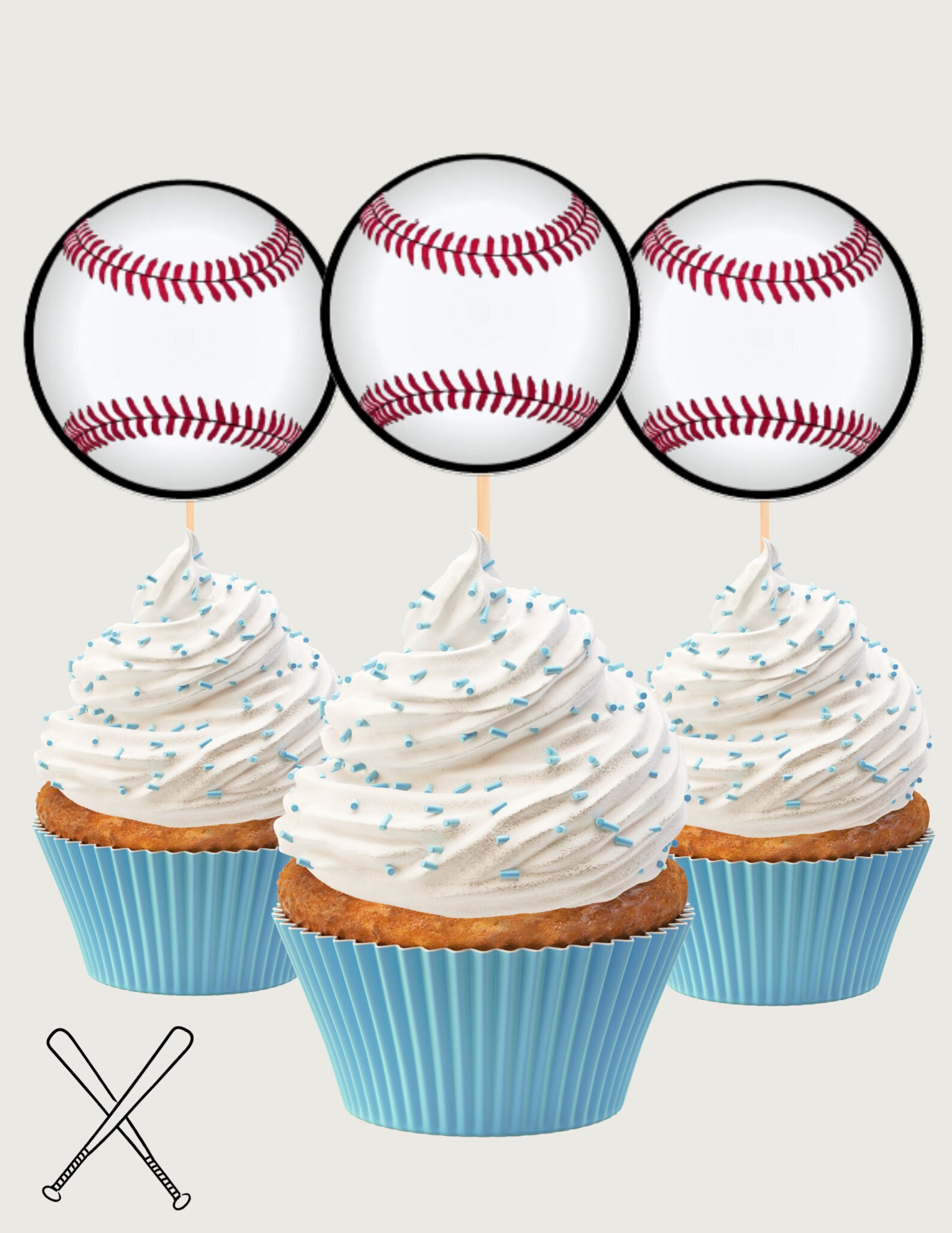 Baseball Printable Cupcake Toppers Sports Theme Birthday Party DIY ...