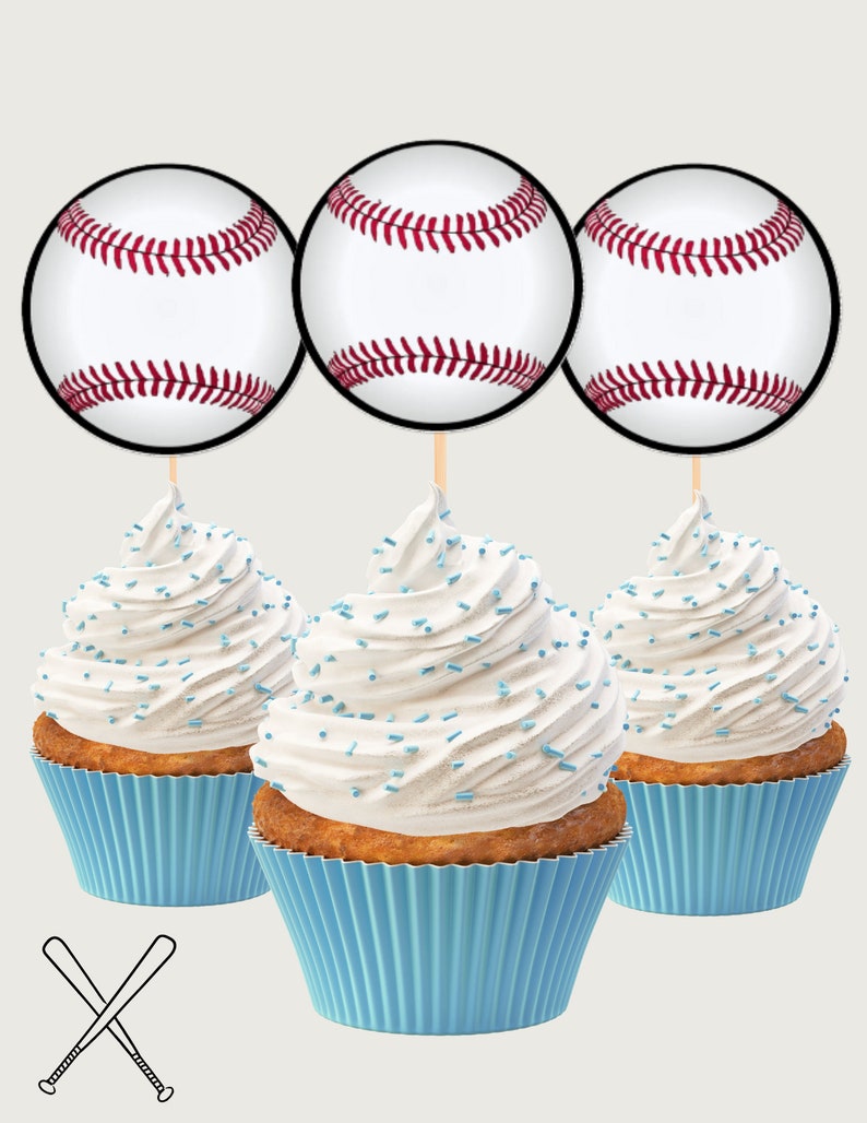 Baseball Printable Cupcake Toppers Sports Theme Birthday Party DIY ...