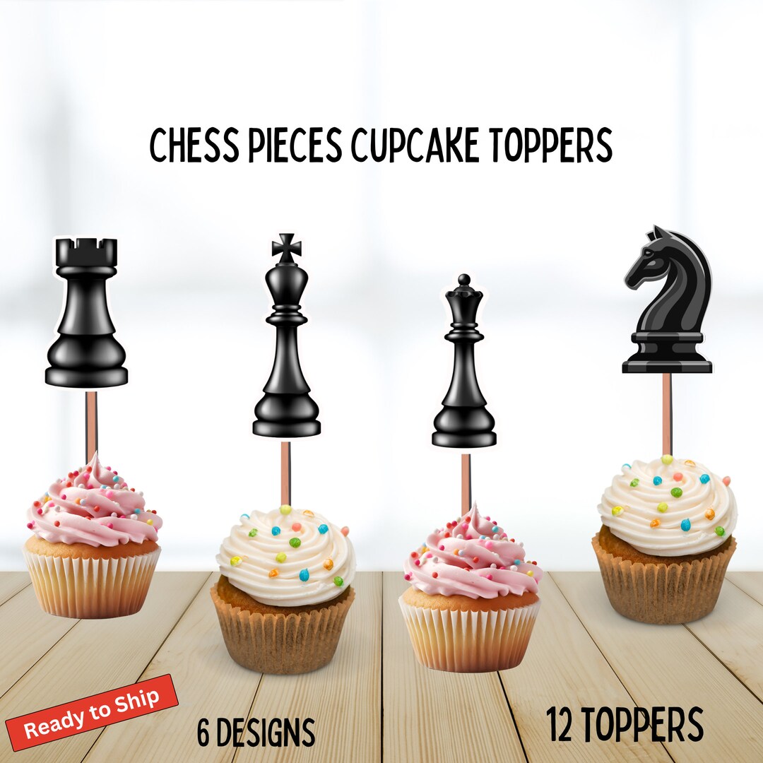 Chess Pieces Cupcake Toppers, King, Queen, Chess Birthday Party, Chess ...
