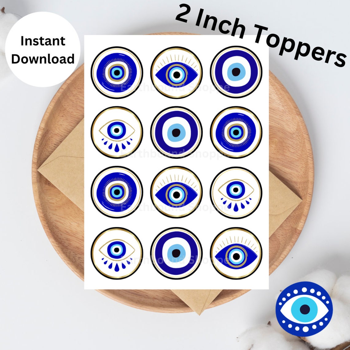 Evil Eye Printable Cupcake Toppers, Third Eye Evil Eye Toppers, Digital ...