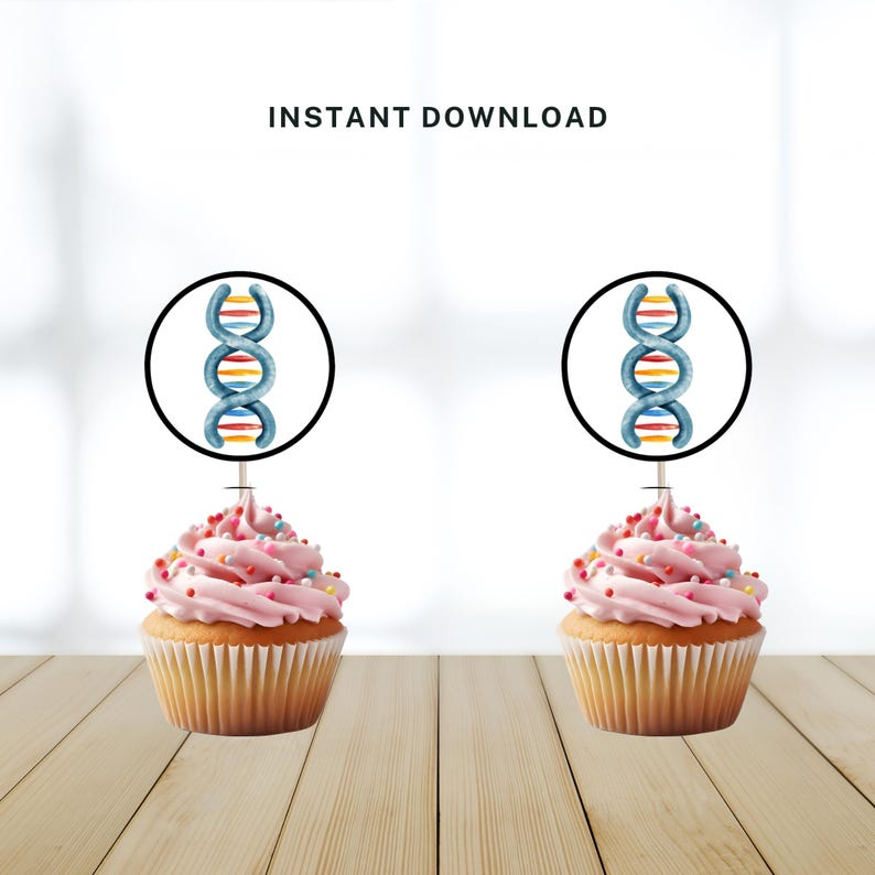 DNA Strand Digital Cupcake Toppers, Science, Biology, Human DNA Toppers ...