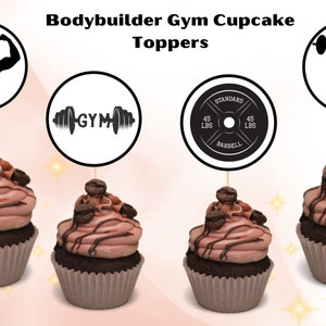 Body Builder Printable Cupcake Toppers Gym Weights Theme Birthday Party ...