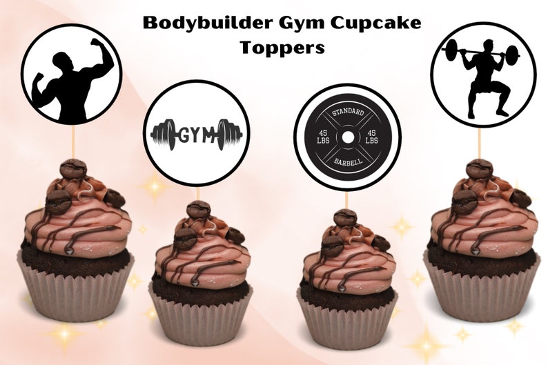 Body Builder Printable Cupcake Toppers Gym Weights Theme - Etsy