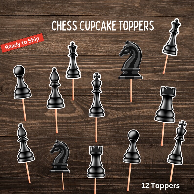 Chess Pieces Cupcake Toppers, King, Queen, Chess Birthday Party, Chess ...