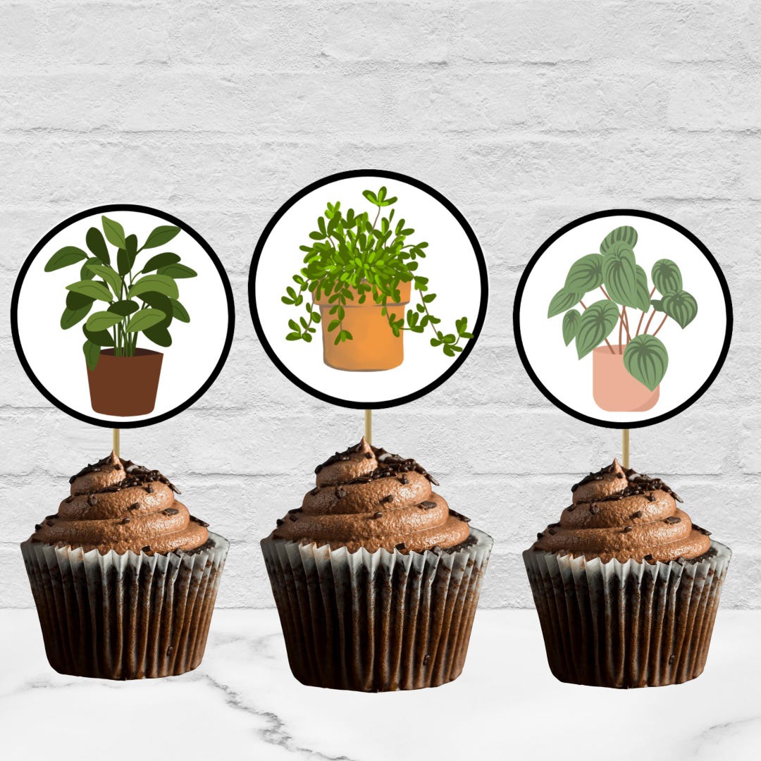 Plants Digital Printable Cupcake Toppers, Instant Download, Plant Lover ...