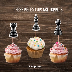 Chess Pieces Cupcake Toppers, King, Queen, Chess Birthday Party, Chess ...