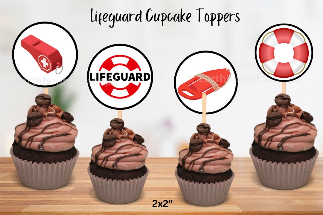 Lifeguard Beach Digital Printable Cupcake Toppers, Tags, Birthday Kids ...