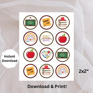 Best Teacher Thank You Printable Cupcake Toppers, Digital Printable ...