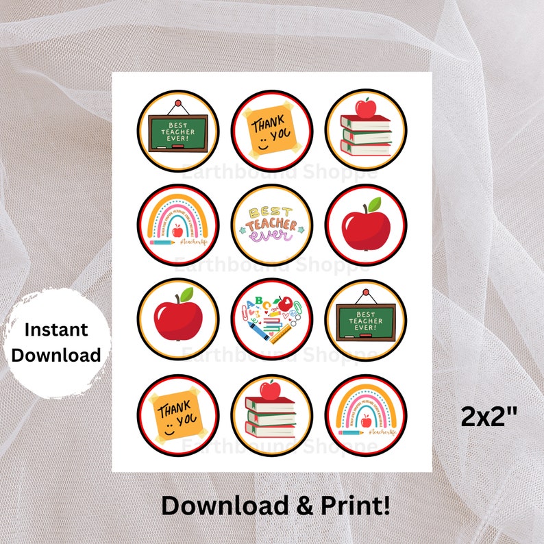 Best Teacher Thank You Printable Cupcake Toppers, Digital Printable ...