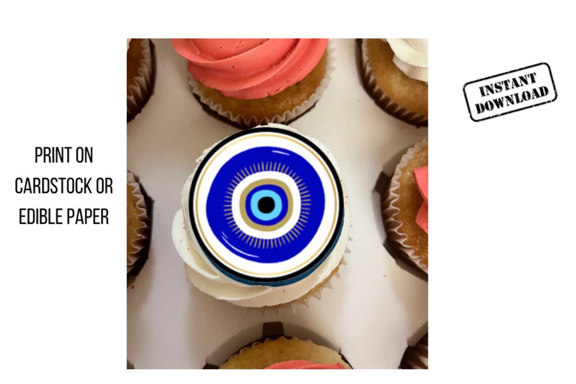 Evil Eye Printable Cupcake Toppers, Third Eye Evil Eye Toppers, Digital ...