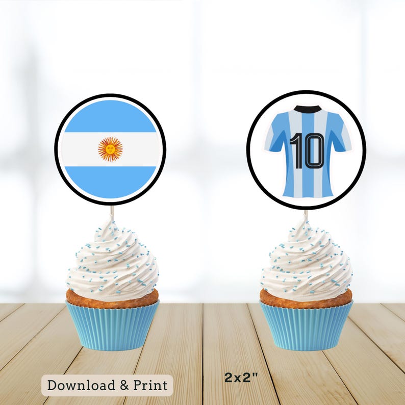 Argentina Messi Digital Cupcake Toppers, Soccer, Lionel Messi Jersey ...