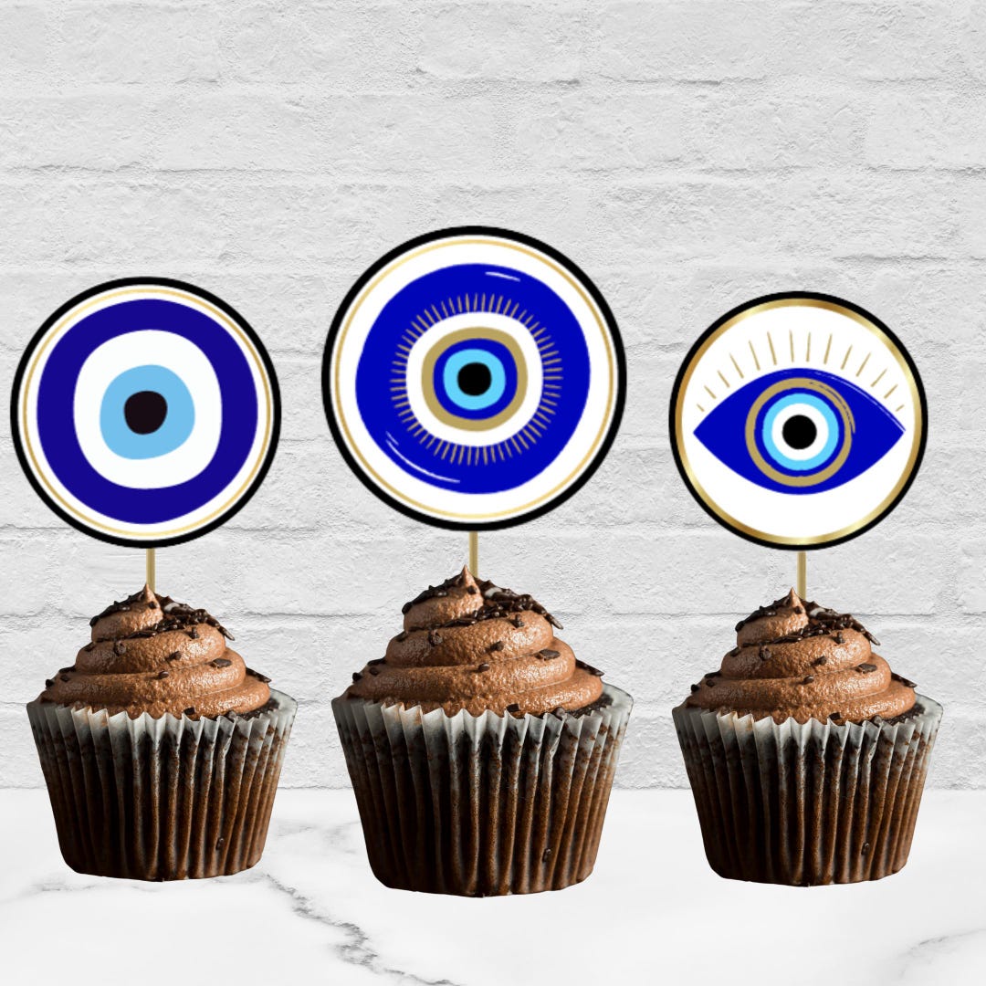 Evil Eye Printable Cupcake Toppers, Third Eye Evil Eye Toppers, Digital ...