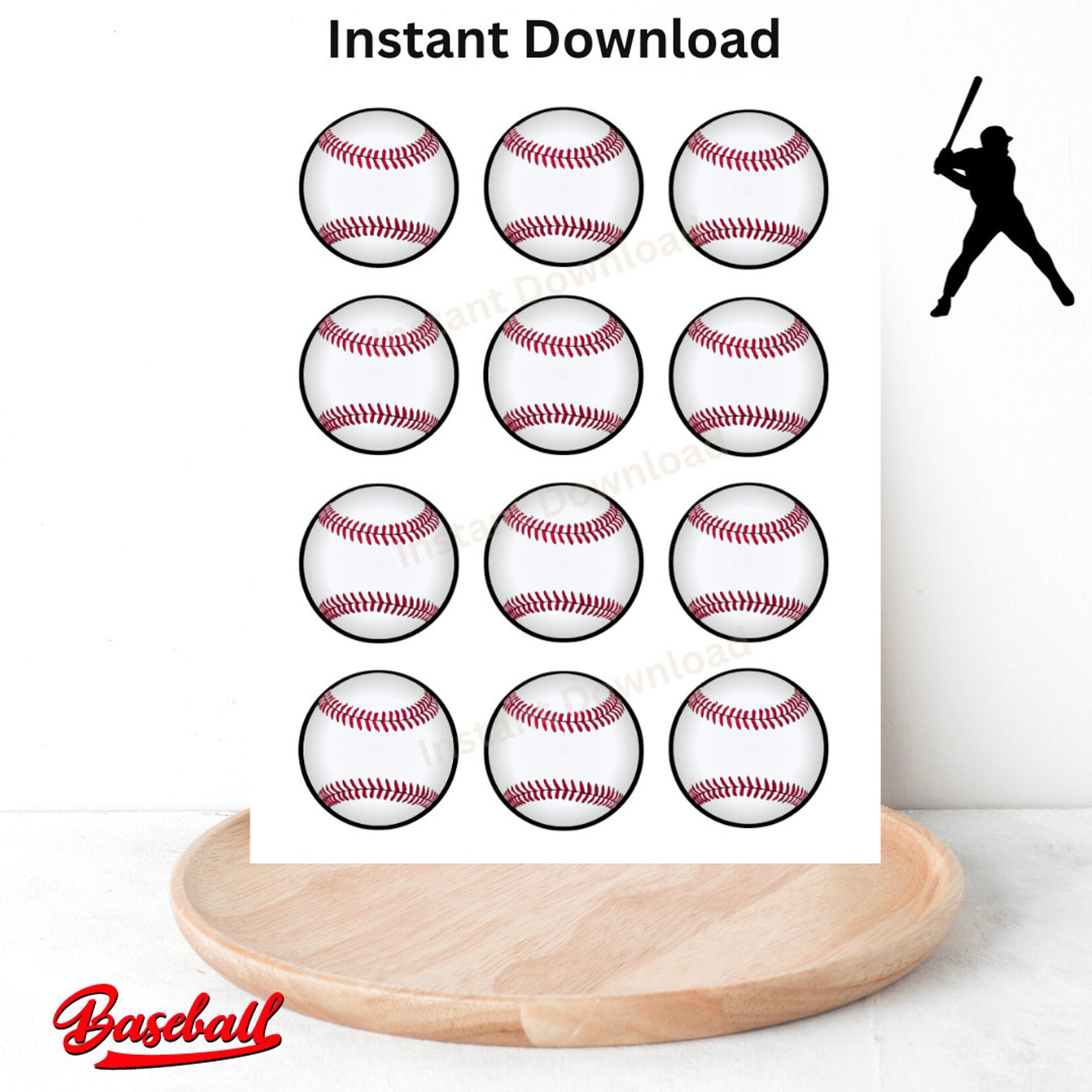 Baseball Printable Cupcake Toppers Sports Theme Birthday Party DIY ...