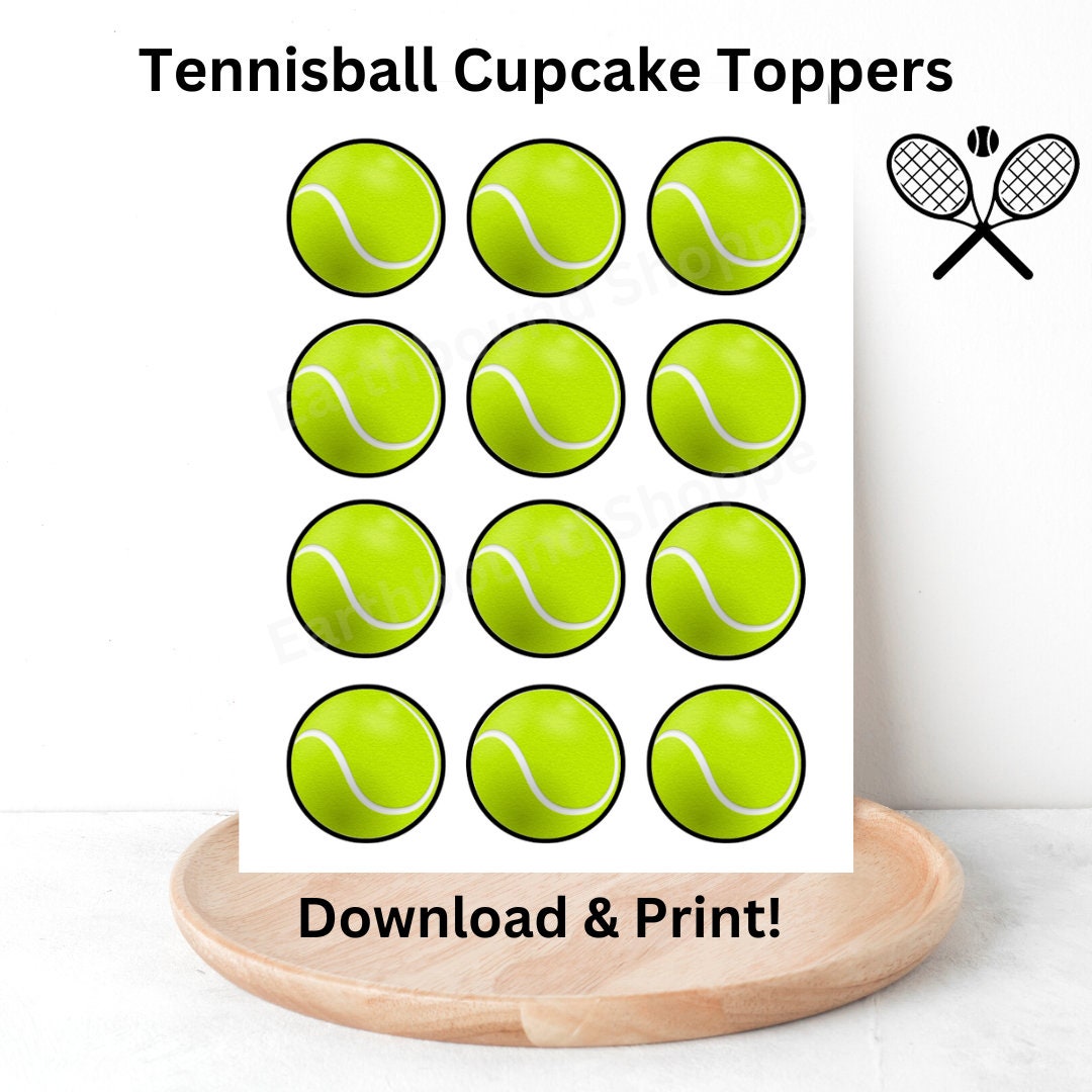 2 Inch Green Tennis Ball Printable Cupcake Toppers Sports Theme ...