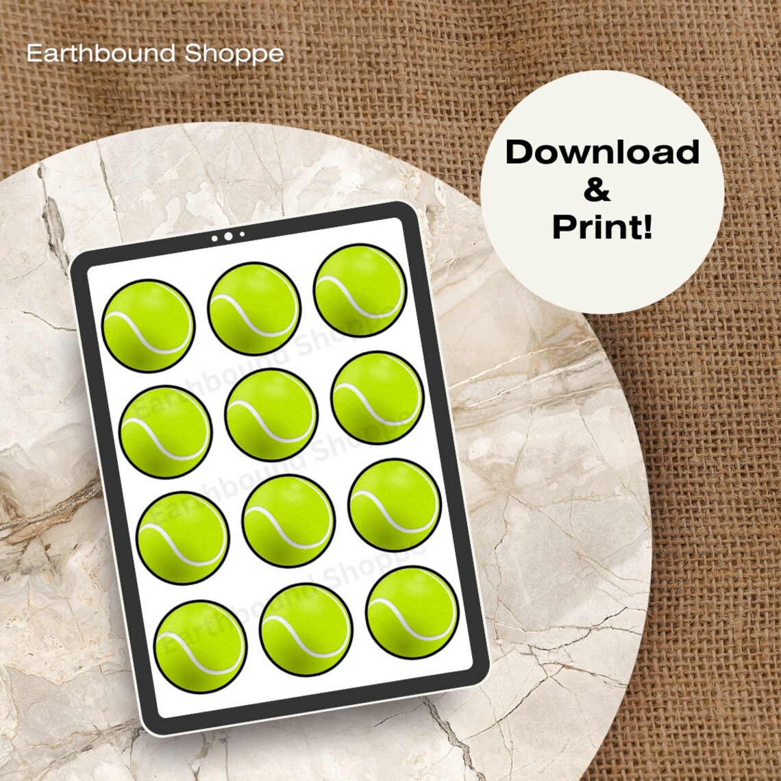 2 Inch Green Tennis Ball Printable Cupcake Toppers Sports Theme ...