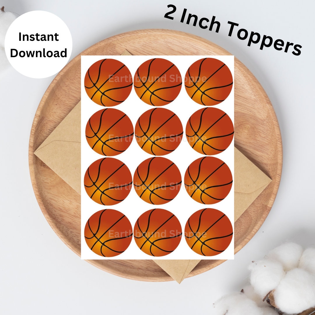 2" Basketball Printable Cupcake Toppers Sports Theme Birthday Party DIY ...