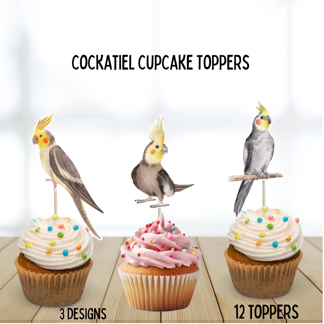 Cockatiel Cupcake Toppers, Bird Party, Bird Toppers, Bird Party ...