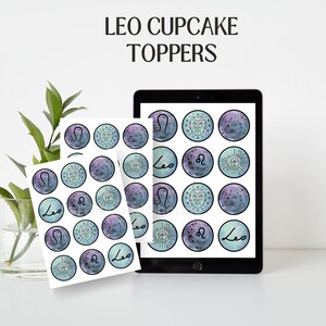 Leo Zodiac Sign Printable Cupcake Toppers Set of 12 Constellation ...