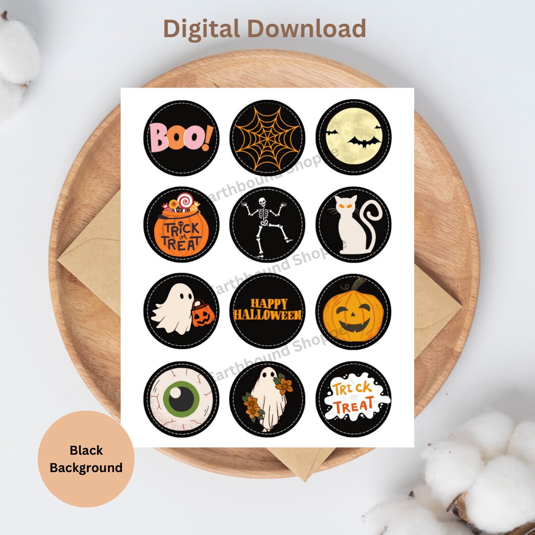Cute Halloween Printable Cupcake Toppers 2 Round Party - Etsy