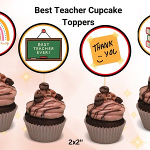 Best Teacher Thank You Printable Cupcake Toppers, Digital Printable ...
