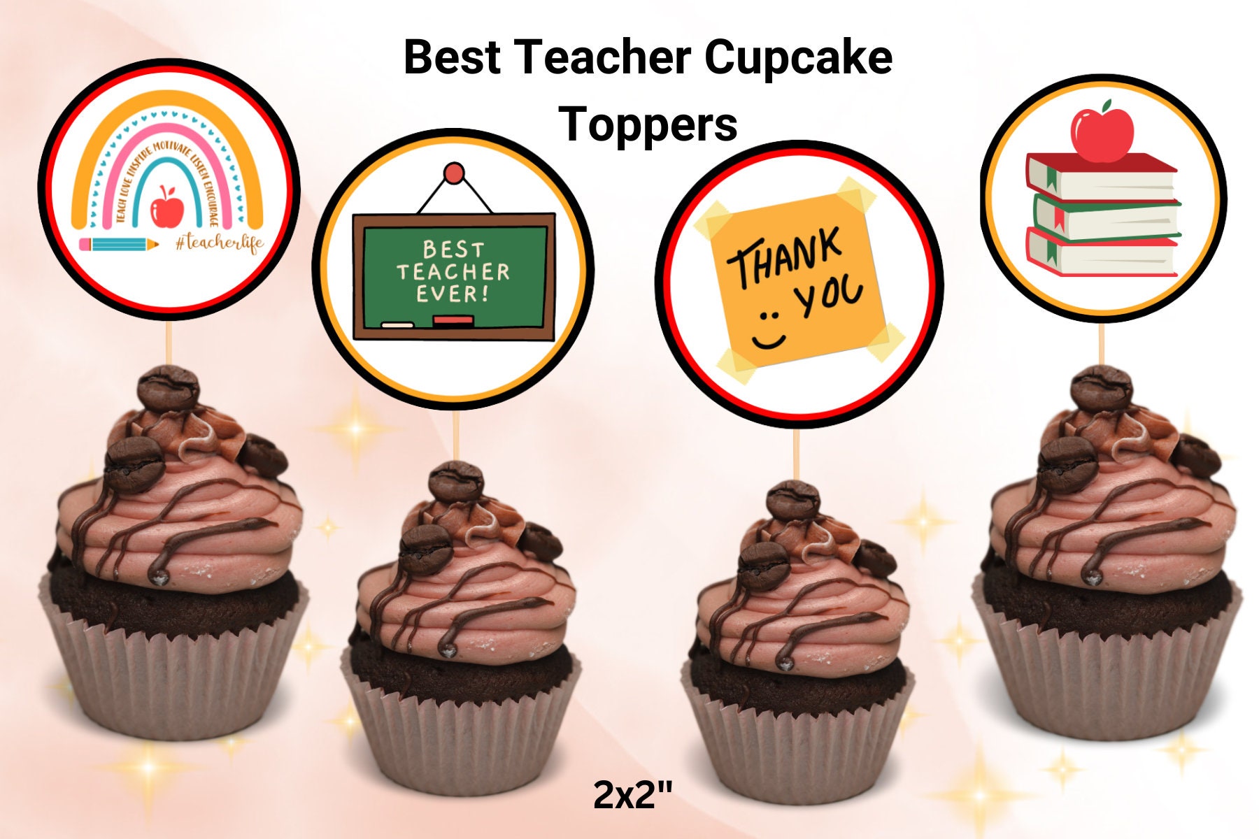 Best Teacher Thank You Printable Cupcake Toppers, Digital Printable ...